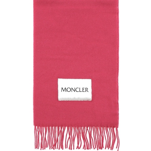Moncler | Accessories | Moncler Logo Scarf 0 Wool Magenta New | Poshmark